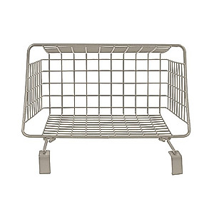 Spectrum Grid Over the Cabinet Wire Storage Basket Large (Satin Nickel Powder Coat) - Organizer for Bathroom, Kitchen, Under Sink, Pantry, Hair Tools, & More