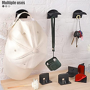 BESARME 12 Pack Hat Hooks for Wall, Strong Hold Hat Hangers, Hat Racks for Baseball Caps, No Drilling, Adhesive Hat Holder Organizer for Door, Closet, Stocking Stuffers Christmas Gift for Men (Black)