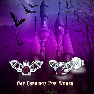 Midir&Etain Bat Earrings 925 Sterling Silver Gothic Stud Earrings Opal Earrings Christmas Gifts Bat Jewelry for Women
