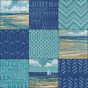 Stitch & Sparkle Paul Brent PB BEACHSCAPE Patchwork Horizontal 100% Cotton Prints Fabric 44" Wide, Quilt Crafts Cut by The Yard (PB14)