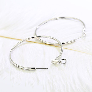Rugewelry 925 Sterling Silver Post Hoop Earrings, Lightweight Hoops 18K Gold Plated Polished Round Hoop Earrings For Women