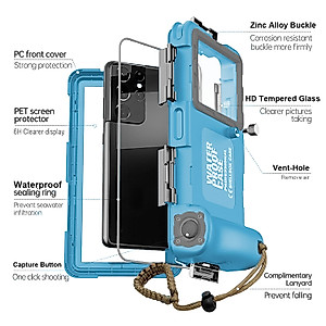 ShellBox Case Diving Case 2nd Gen for Phone/Samsung Galaxy Series, Universal Phones[4.9-6.9 Inch],Snorkeling[15m/50ft] Full Body Protector(Blue-Grey)