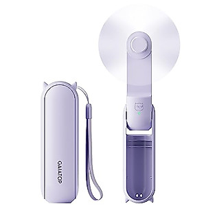 Gaiatop Portable Handheld Fan, Foldable Small Fan, Mini Hand Held Fan with USB Rechargeable 2000mAh Battery, Eyelash Fan for Girls, Travel For Women, Outdoor (Purple)