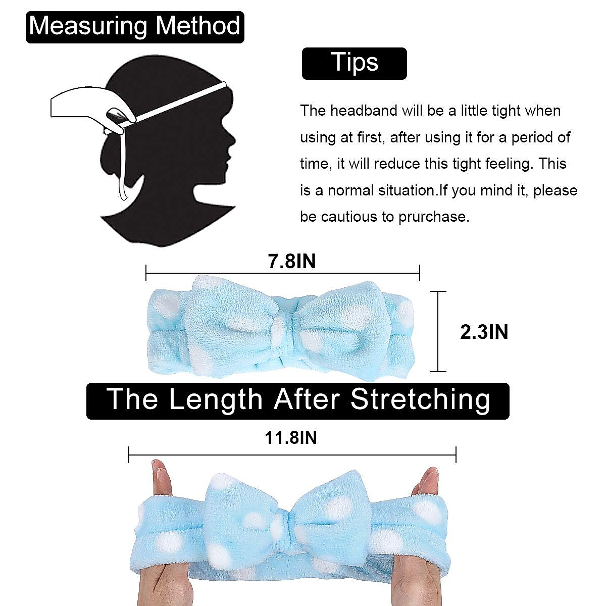 LADES Teen Girls Fuzzy Facial Headband - Skincare Hair Band Terry Cloth Headbands Spa Headband for Party, Face Wash Headbands for Women Washing Face