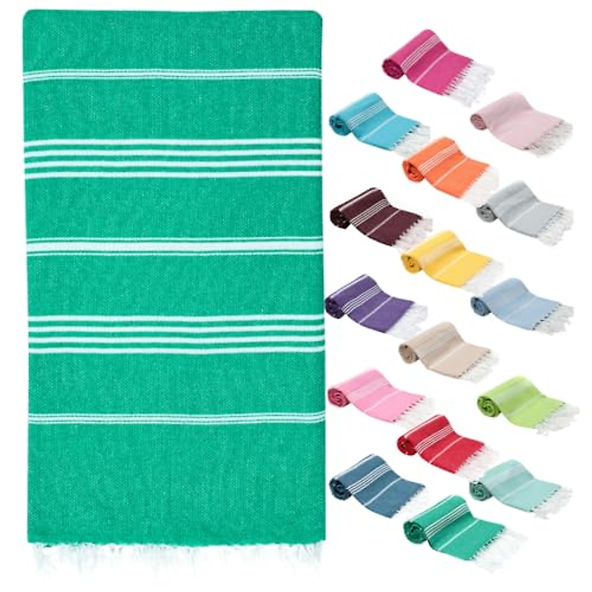 Park & Oz Turkish Beach Towel – Oversized 100% Cotton Quick-Dry & Sand-Free Blanket 72" x 40" – Ultra-Absorbent, Lightweight & Compact Pool Towel for Beach, Travel, Spa, Gym, Camping & Home