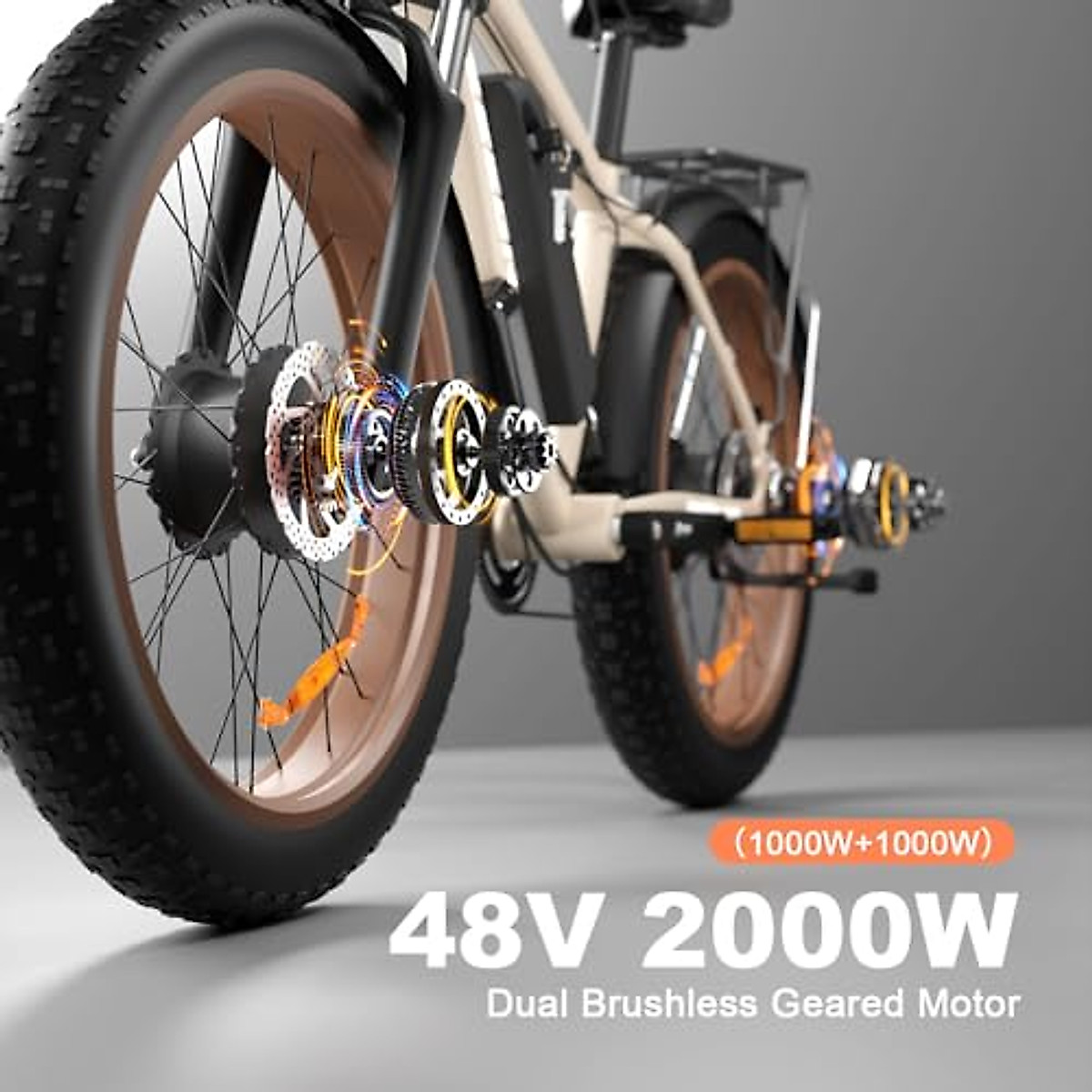 SMLRO Electric Bike for Adults, 2000W 26” Fat Tire Electric Bike, 35MPH AWD Dual Motor Electric Bicycles, 48V 22.4AH Battery Fast Ebikes Dual Hydraulic Brakes