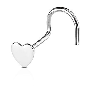 Forbidden Body Jewelry 20g .925 Sterling Silver 3mm Heart Top Nose Screw