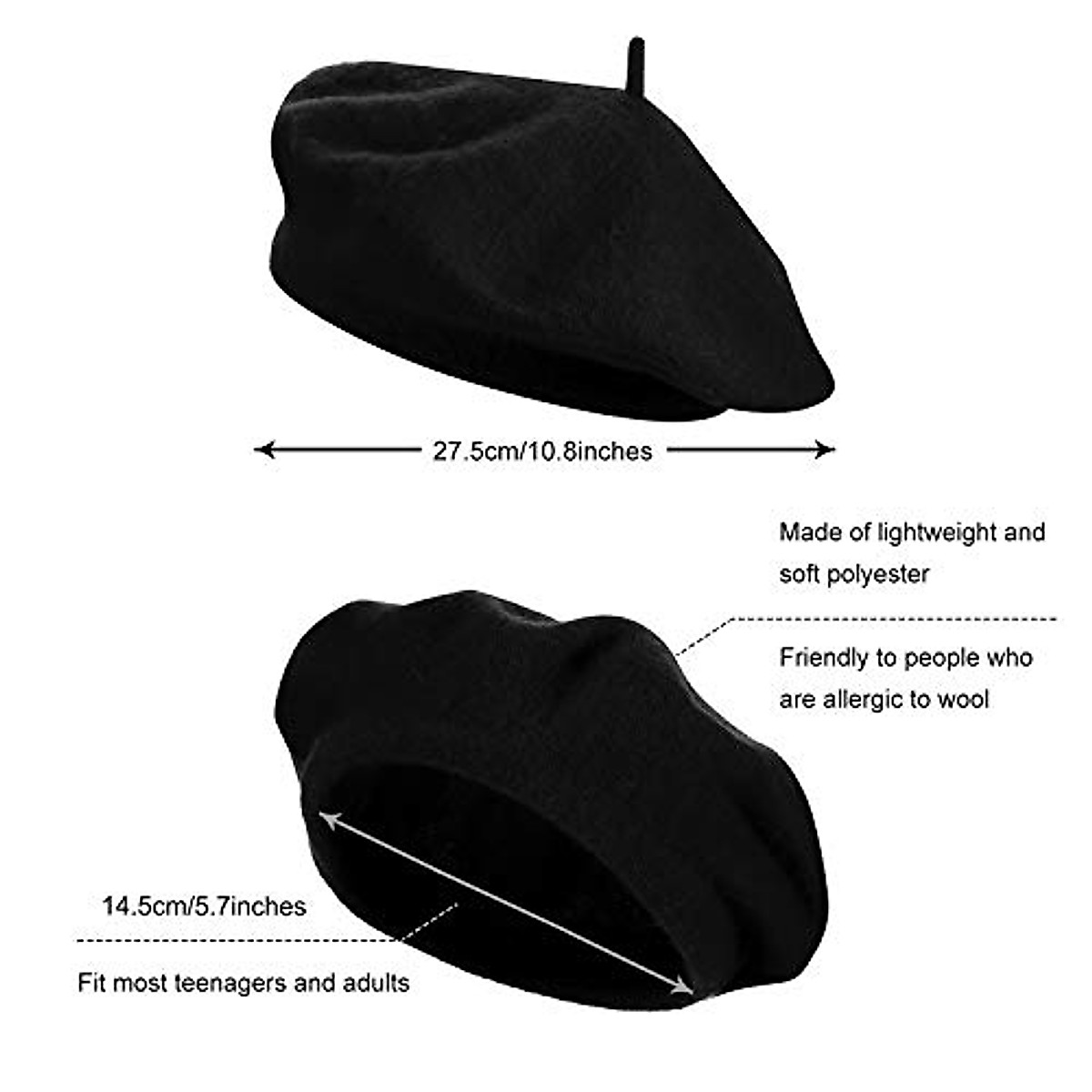 SATINIOR 10 Piece Artificial Wool Beret for Woman, Artist Hat, French Style Beret Polyester Beret Hat Set Multicolored