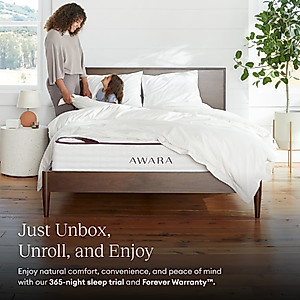 AWARA Natural Hybrid Twin Mattress 10 Inch - Certified Natural Latex - Sustainable New Zealand Wool - Steel Springs - 365-Night Trial,White