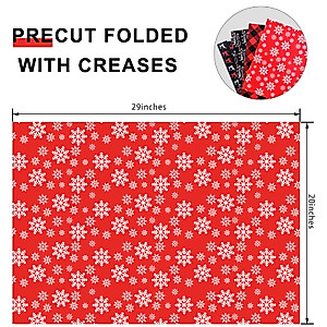 PlandRichW Christmas Wrapping Paper 12 Sheets Folded for Kids Boys Girls Men Women Gifts. Red, Black and White, Greetings, Reindeer, Plaid and Snowflakes, 20 X 29 Inches Each