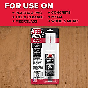 J-B Weld 50139 Plastic Bonder Body Panel Adhesive and Gap Filler Syringe - Black - 25 ml