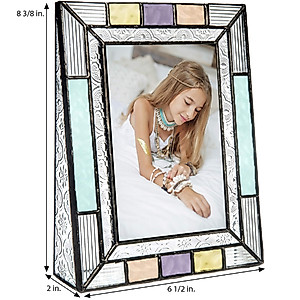 Colorful 4x6 Glass Picture Frame – Blue, Peach, Purple, Turquoise – J Devlin