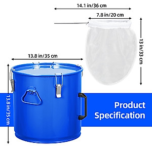 PioneerWorks Fryer Grease Bucket, 8 Gal Fryer Oil Bucket with Lid, Oil Disposal Caddy, Coated Carbon Steel Oil Filter Pot with Rust-Proof Coating, Oil Transport Container with Lock Clips, Filter Bag