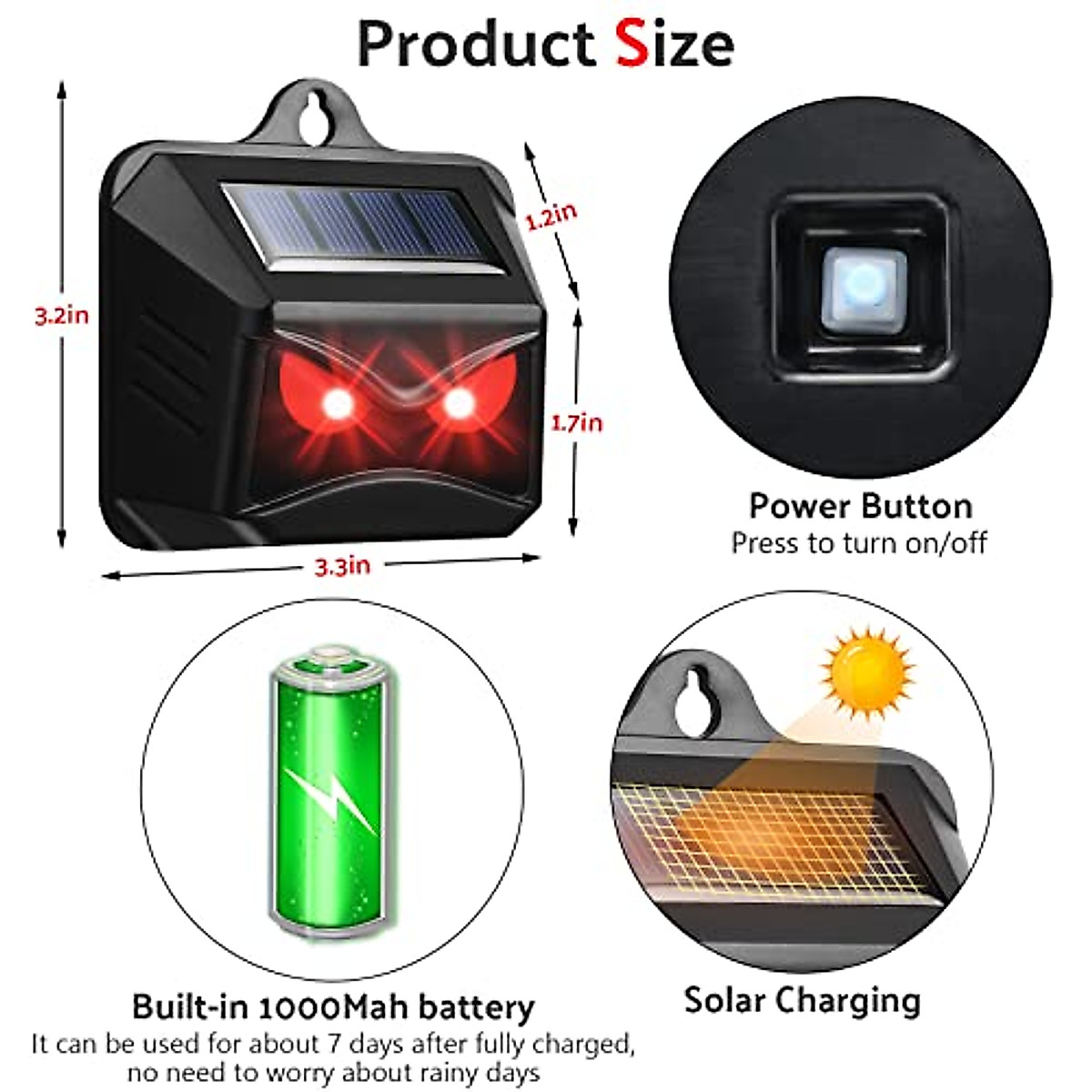 Solar Predator Control Light Nocturnal Animal Repeller Outdoor Animal ...