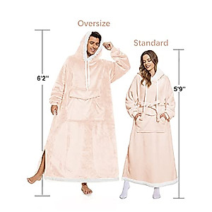 Long Wearable Blanket - Premium Fleece Blanket Hoodie Blanket with Sleeves 1PCS for Women Adult 5'5''-5'9'' Tall, Super Soft Warm Cozy Sleeved Throw with Arm, Gift for Mom Wife Daughter