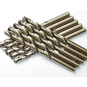 DRILLFORCE (10 Pcs) 17/64 in. x 4-1/8 in. HSS Cobalt Drill Bits, Jobber Length, Straight Shank, Metal Drill,Ideal for Drilling On Mild Steel, Copper, Aluminum, Zinc Alloy Etc.