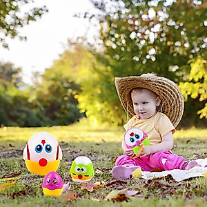 AMOSTING Easter Egg Toys for Toddler, Nesting & Stacking Eggs with Toys Inside, Easter Basket Stuffers Gifts for Toddler Girls Boys, Easter Eggs Hunt, Easter Egg Fillers, Easter Party Favor