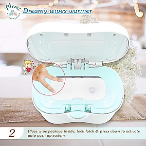 (UPGRADED) MEMI DREAMY WIPES WARMER | HOLDER | EASY-USE | GREAT GIFT |(SKY BLUE)