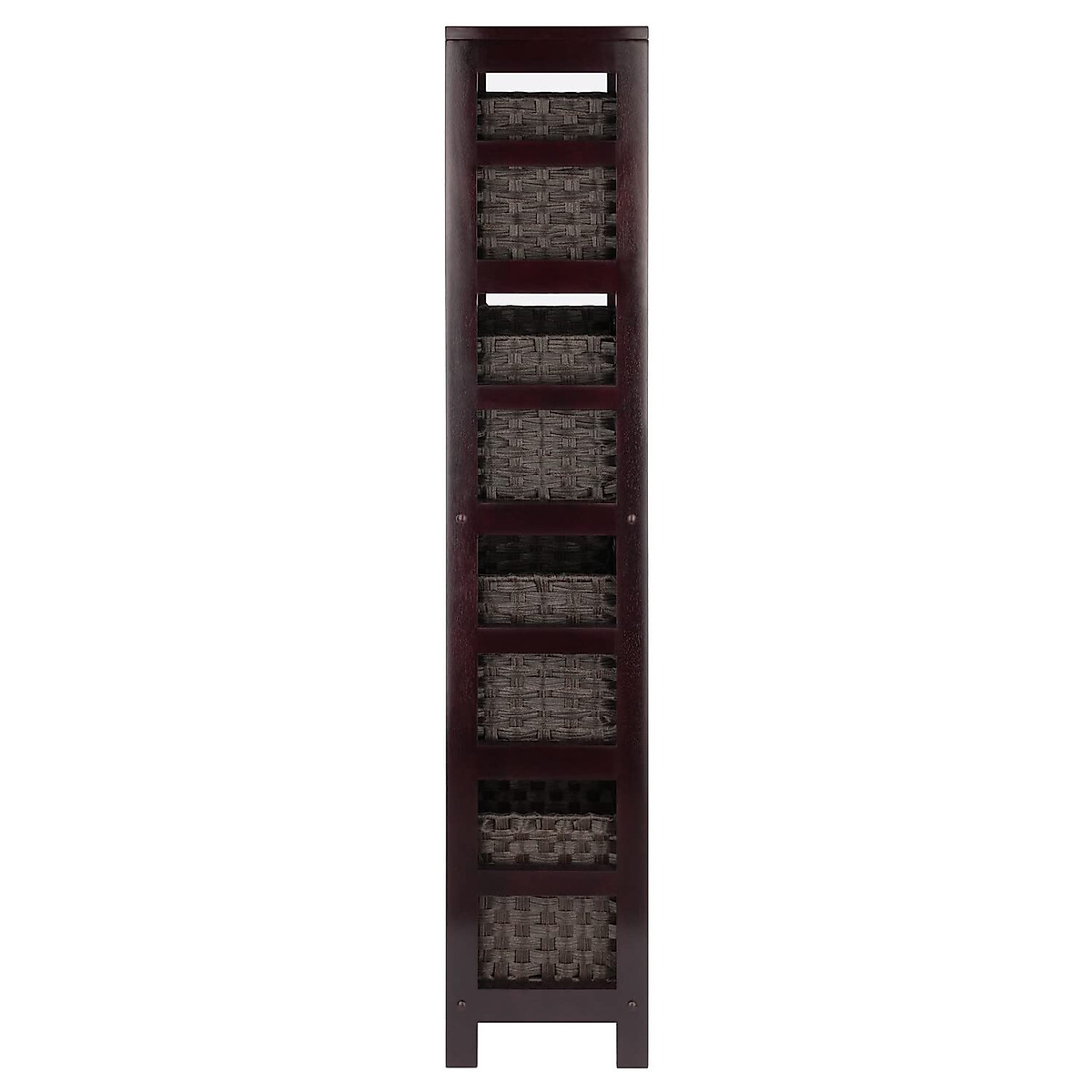 Winsome Wood Leo 5-Pc Storage Shelf with 4 Foldable Woven Baskets - Espresso and Chocolate