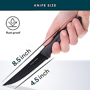Home Hero Kitchen_Knife with Ultra-Sharp High Carbon Stainless Steel Blade for Kitchen with Ergonomic Handle Black, 8 Piece Set