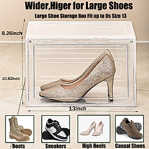 Rgqphantom 1pack Shoe Storage Box,Stronger Shoe Box with Magnetic Door for Sneaker Display,Easy Assembly,Shoe Box Clear Plastic Stackable，Transparent (1 pack)