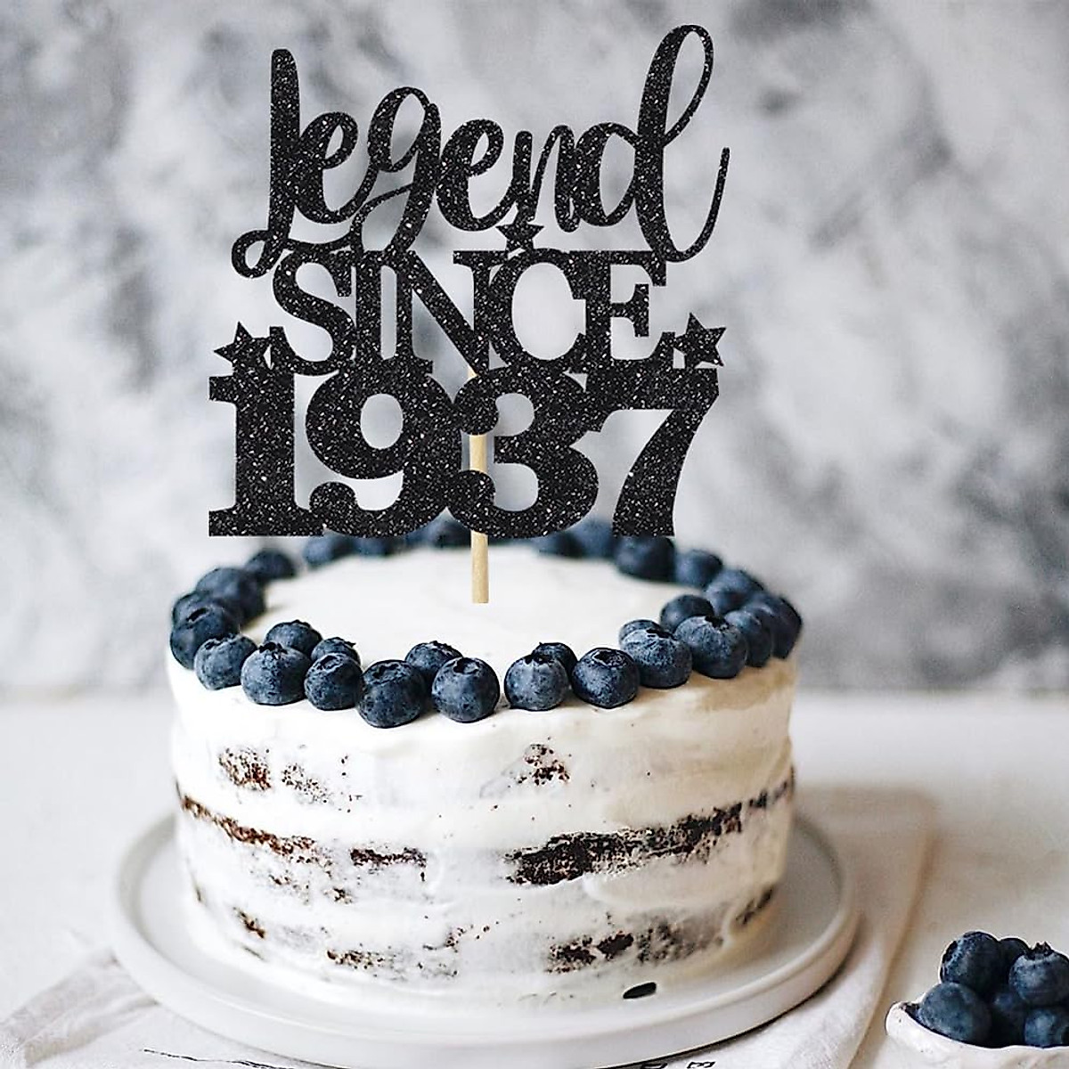 Legend Since 1937 Cake Topper for 85th Men and Women Birthday Party ，black gold glitter cake decoration supplies
