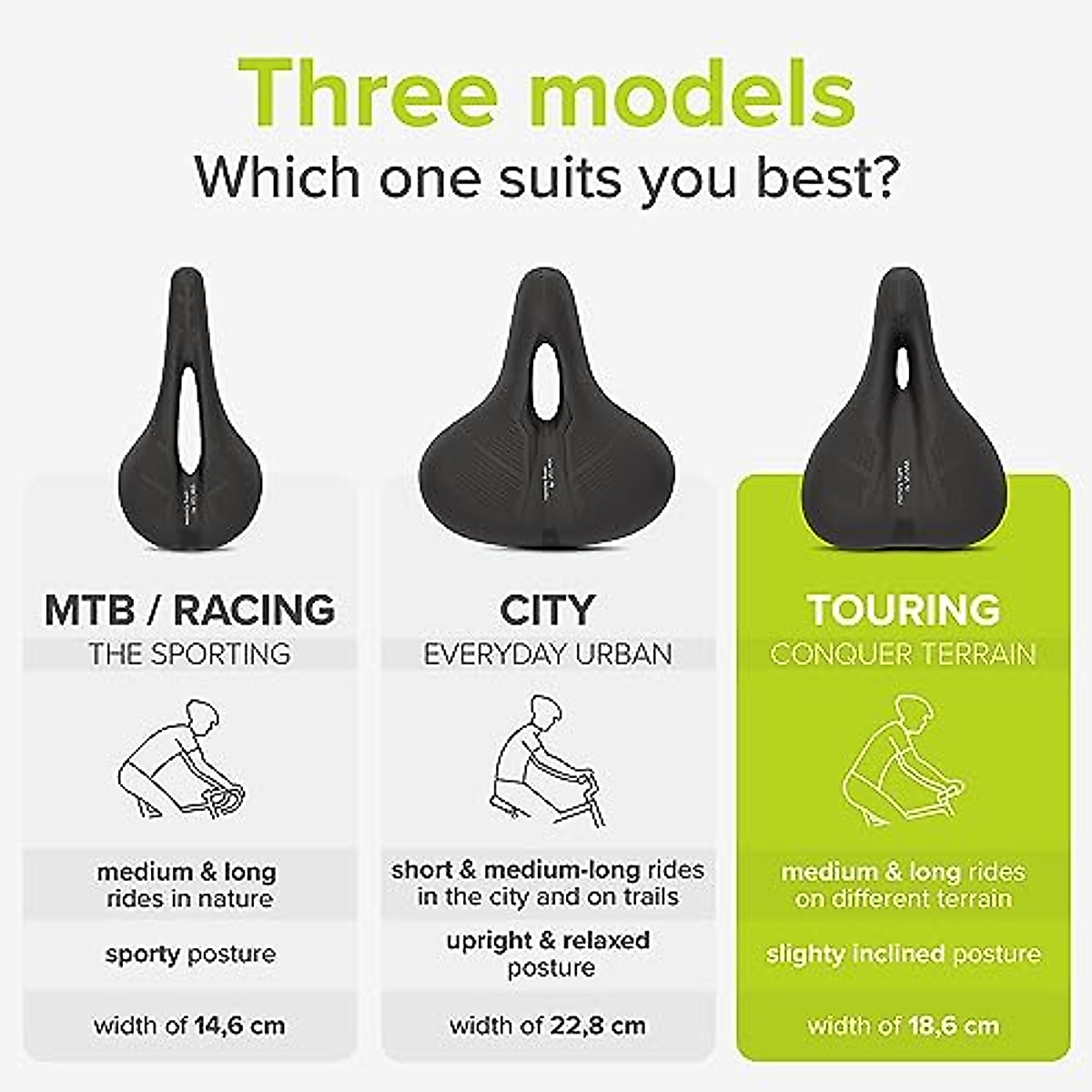 VELMIA Bike Seat Designed in Germany, Made of Comfy Memory Foam I Bicycle Seat for Men and Women, Waterproof Bike Saddle with Smart Zone-Concept I Exercise Bike Seat, Seat for BMX, MTB & Road