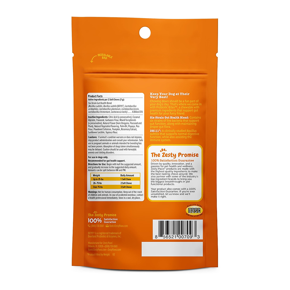 Zesty Paws Probiotics for Dogs - Digestive Enzymes for Gut Flora, Digestive Health, Diarrhea & Bowel Support - Clinically Studied DE111 - Dog Supplement Soft Chew for Pet Immune System - 10 Count