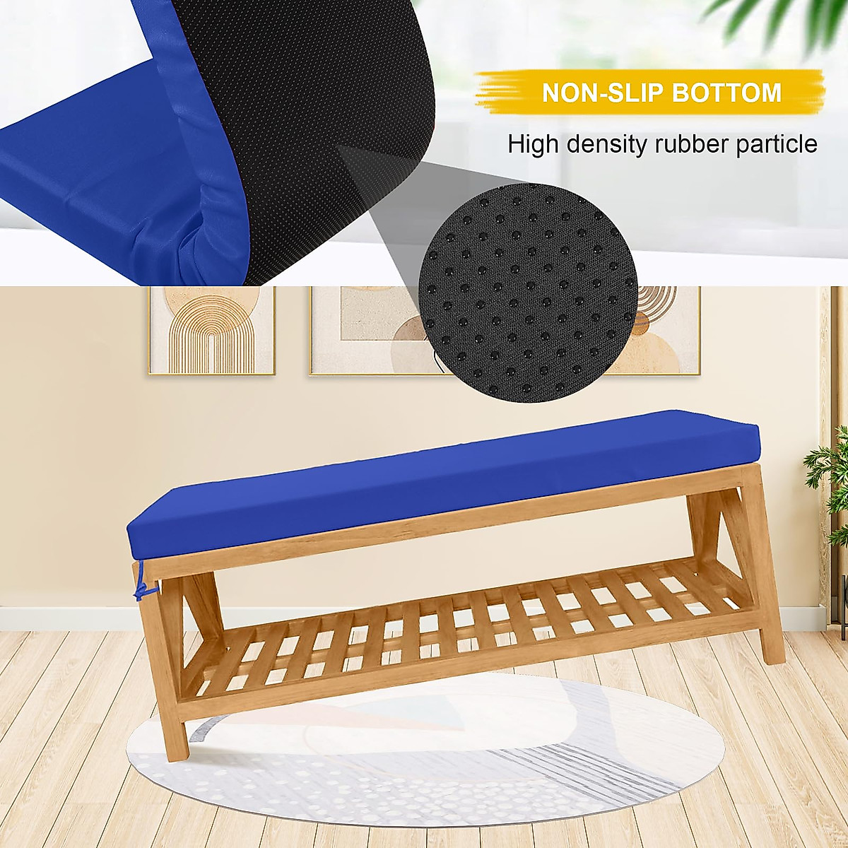 Millsilo Outdoor/Indoor Bench Cushion 36"x14"x4", Waterproof Patio Bench Cushion Furniture, Non-Slip Bay Window Seat Cushion, Durable Bench Pad, Swing Cushion, Garden Long Chair Cushion Blue