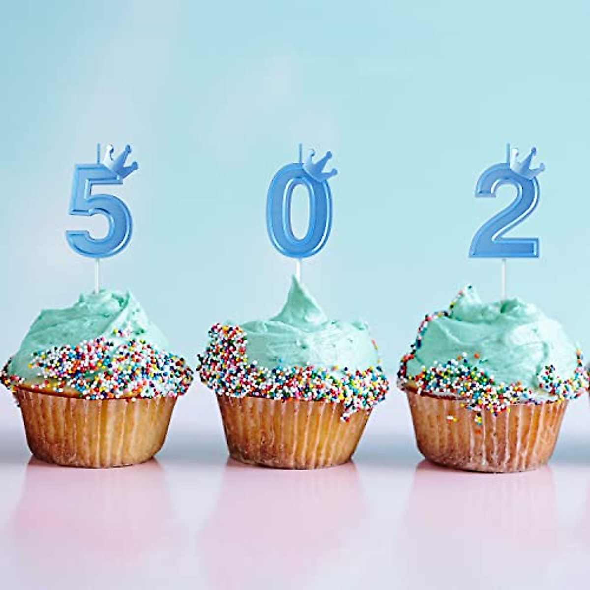 BOXOB 3inch Birthday Number Candle, Blue 3D Candle Cake Topper with Crown Cake Numeral Candles Number Candles for Birthday Anniversary Parties (Number 1)
