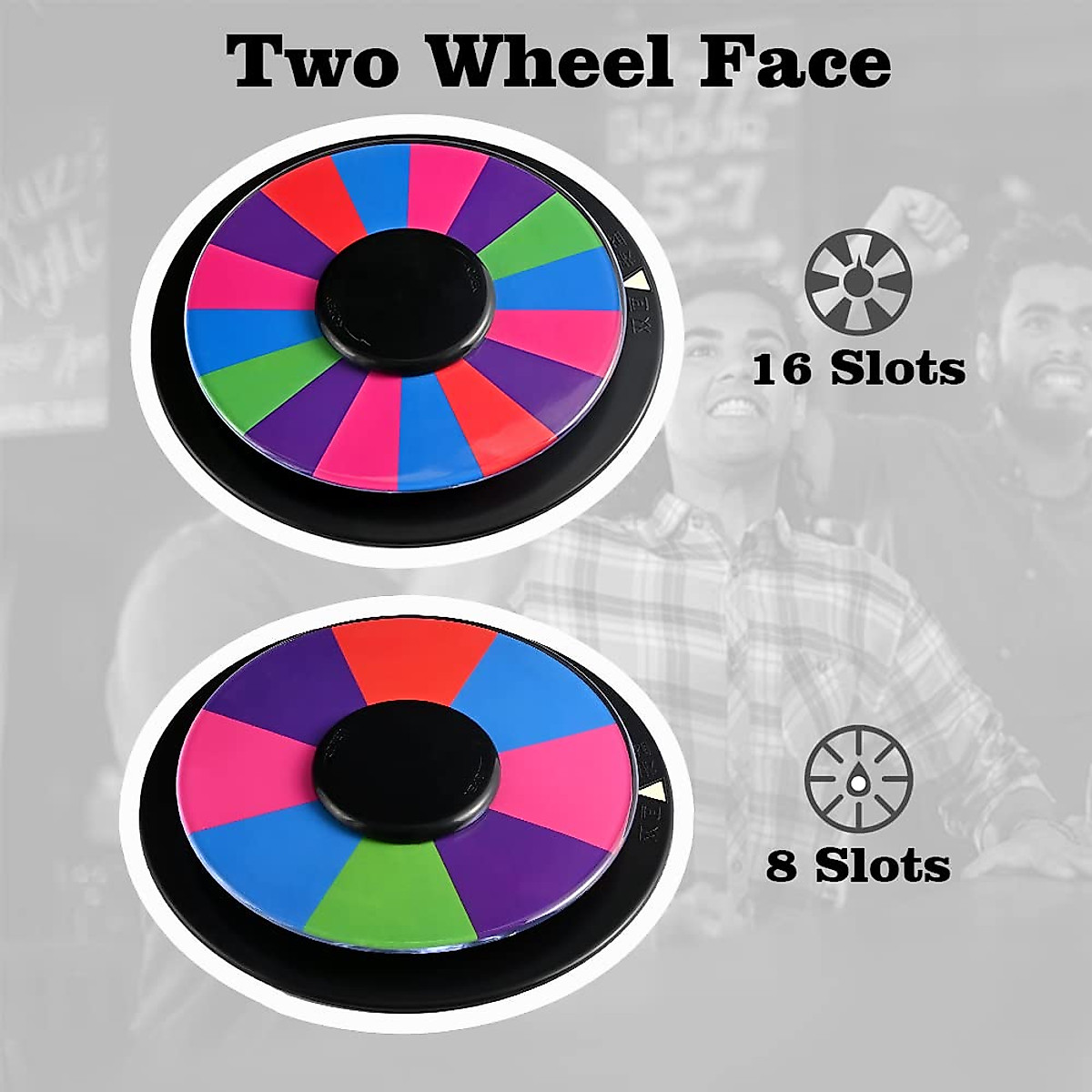 Tezam 8 Inch Heavy Duty Spinning Prize Wheel - Double-Sided 8/16 Slot Color Tabletop Roulette Wheel of Fortune, Dry Erase Spin Wheel Win The Fortune Spin Game for Carnival and Trade Show