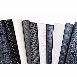 10Pcs/Set Black White Series Woven Texture Embossed Faux Leather Sheets, 7.78 x12.6" Braided Embossed Textured and Lattice Striped Fabrics, for Making Earrings, Handbag, Hair Bows and DIY Crafts