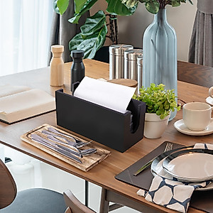 Paper Towel Dispenser Wall Mount, Wooden Bathroom Paper Towel Holder with Lid for Home and Commercial, Countertop C-Fold, Z-Fold, Trifold Paper Hand Towel Dispenser for Bathroom Kitchen Office, Black