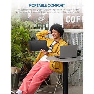 ARZOPA Portable Monitor Kickstand, 14.0" Ultra Slim Portable Laptop Monitor FHD 1080P External Display with Dual Speakers Second Screen for Laptop PC Phone Xbox PS4/5 Switch-A1S