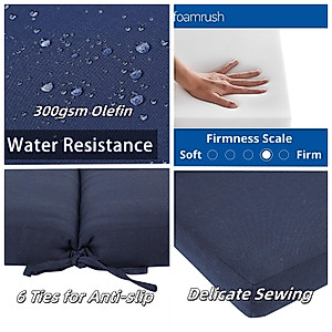 Maphissus 74 inch Outdoor Chaise Lounge Cushion, 74x22.5x3 inch Water Resistant Foldable Pool Lounge Chair Cushion Patio Thick Sun Lounger Cushions olefin