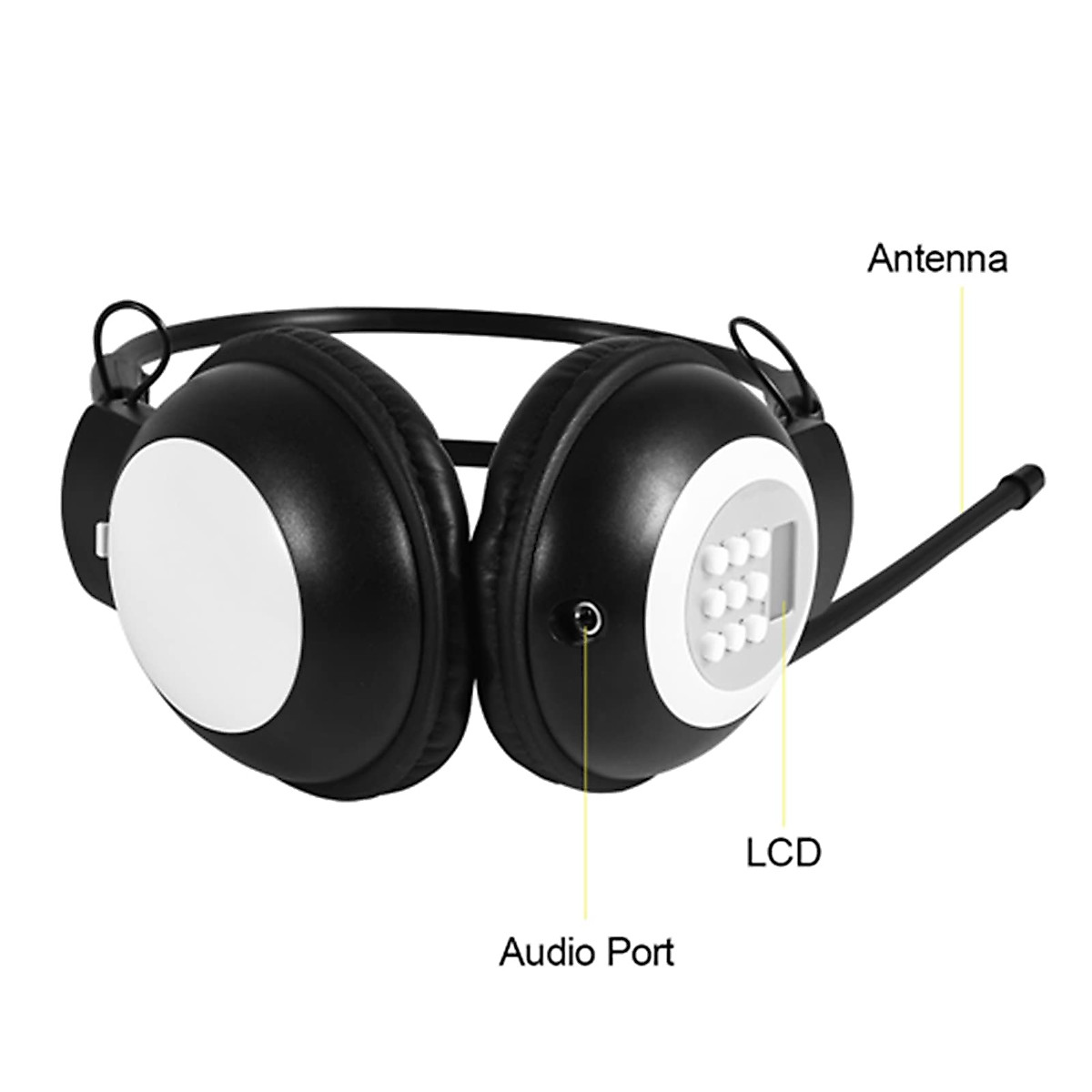 FM HiFi Headset FM Radio with LCD, Over Ear Foldable Wired Headphone Supports Noise Cancelling