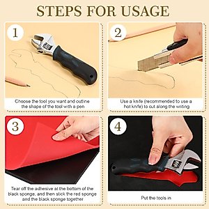 3 Sets Tool Box Shadow Foam Organizers Liner Adjustable Inserts Foam Non Slip Liner Mat for Tool Box, Cabinet and Chest Drawers, Black Top and Red Bottom(10.7 x 18 Inch)