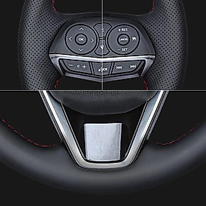 CarXs Black Suede Leather Car Steering Wheel Cover,Fit for Mercedes Benz A-Class W177 B-Class W247 C-Class W205 CLS-Class