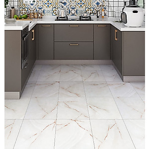 FunStick 30 Pack Grey Vinyl Flooring Peel and Stick Floor Tiles 12x12 Inch Pink Marble Waterproof for Bathroom and Kitchen