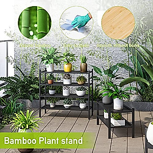 BMOSU 2-Tier Bamboo Shoe Rack Premium Stackable Shoe Shelf Storage Organizer for Hallway Closet Living Room Entryway Organizer(Black)