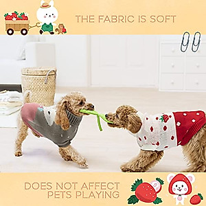 BWOGUE 2 Packs Small Dog Sweater Knitted Puppy Sweater Warm Winter Kitten Clothes Cat Sweater Clothes Cute Strawberry and Rabbit Doggie Sweaters for Small Medium Dogs Girls Boys