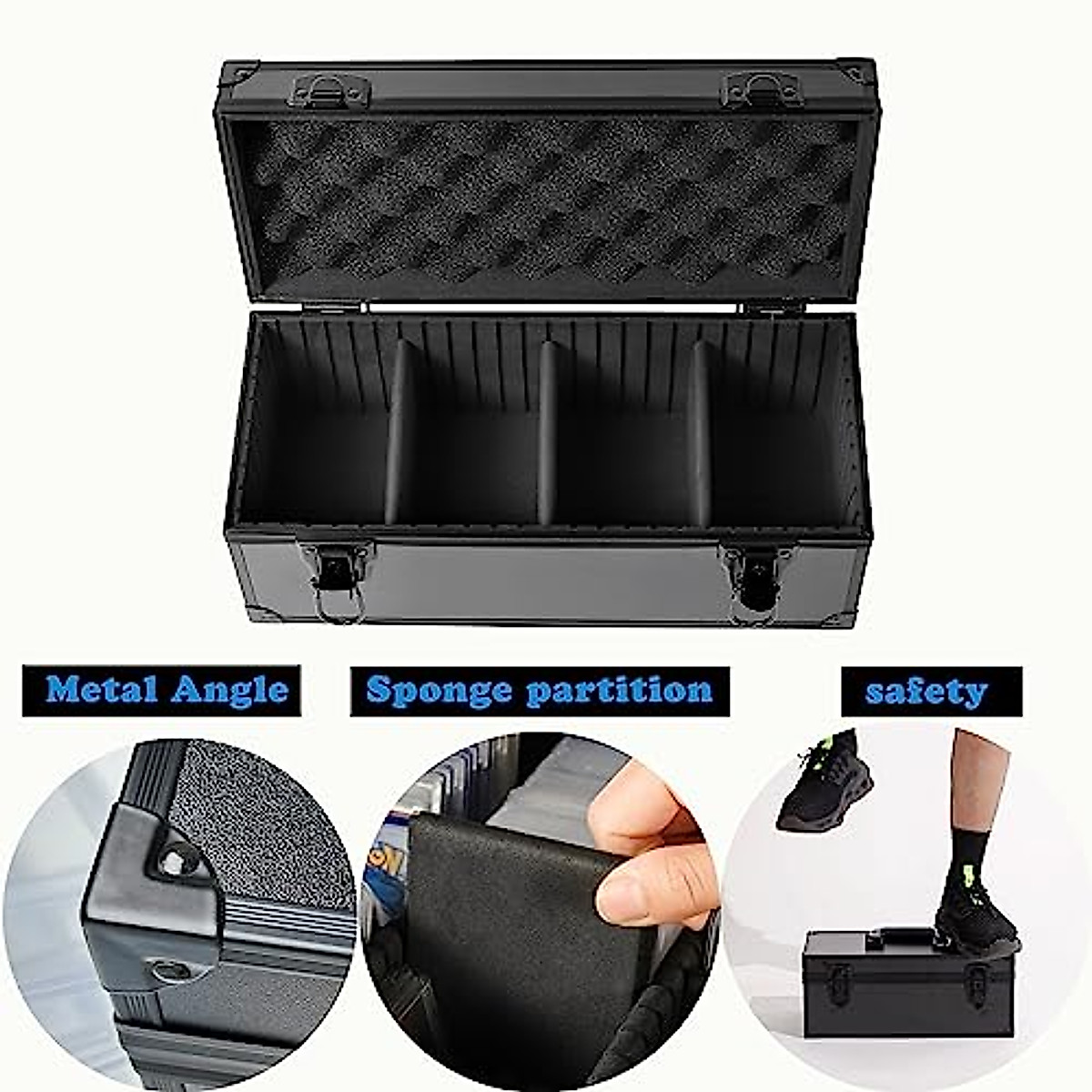 Azamou Toploaders Storage Box fits 3" x 4" 35pt Rigid Card,Trading Cards, Sports Cards，Graded Card ， with3 Sponge partition (Holds 300 Toploaders) Also compatible PSA BGS Rating card