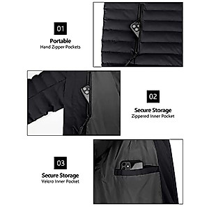 Little Donkey Andy Men's Waterproof Hooded Puffer Jacket Windproof Warm Winter Coat with Recycled Insulation Black XXL