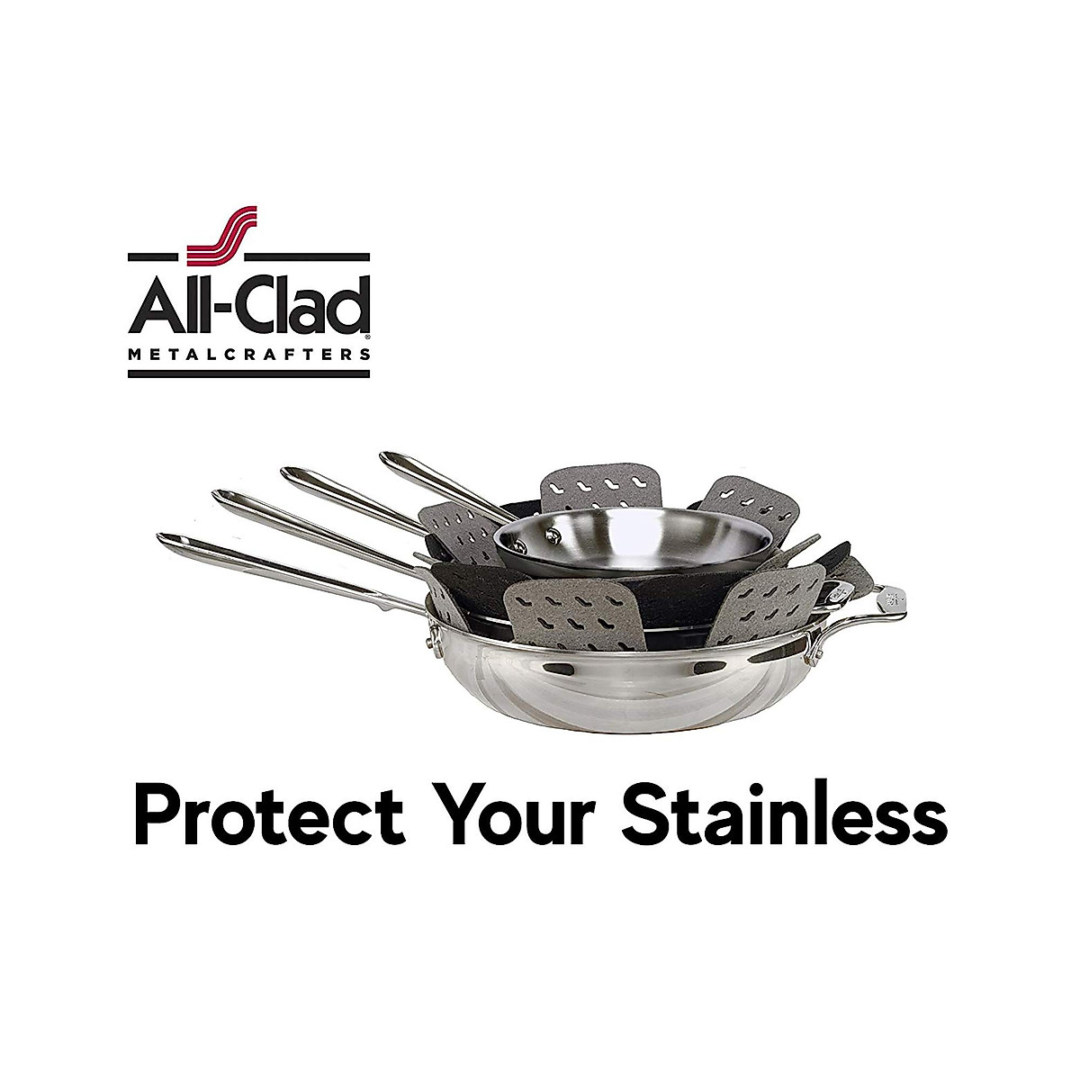 3-Piece Set Cookware Protectors and All-Clad Premium Ribbed Textured Silicone Grip Cookware Set | Pot and Pan Protectors and Handle Grips