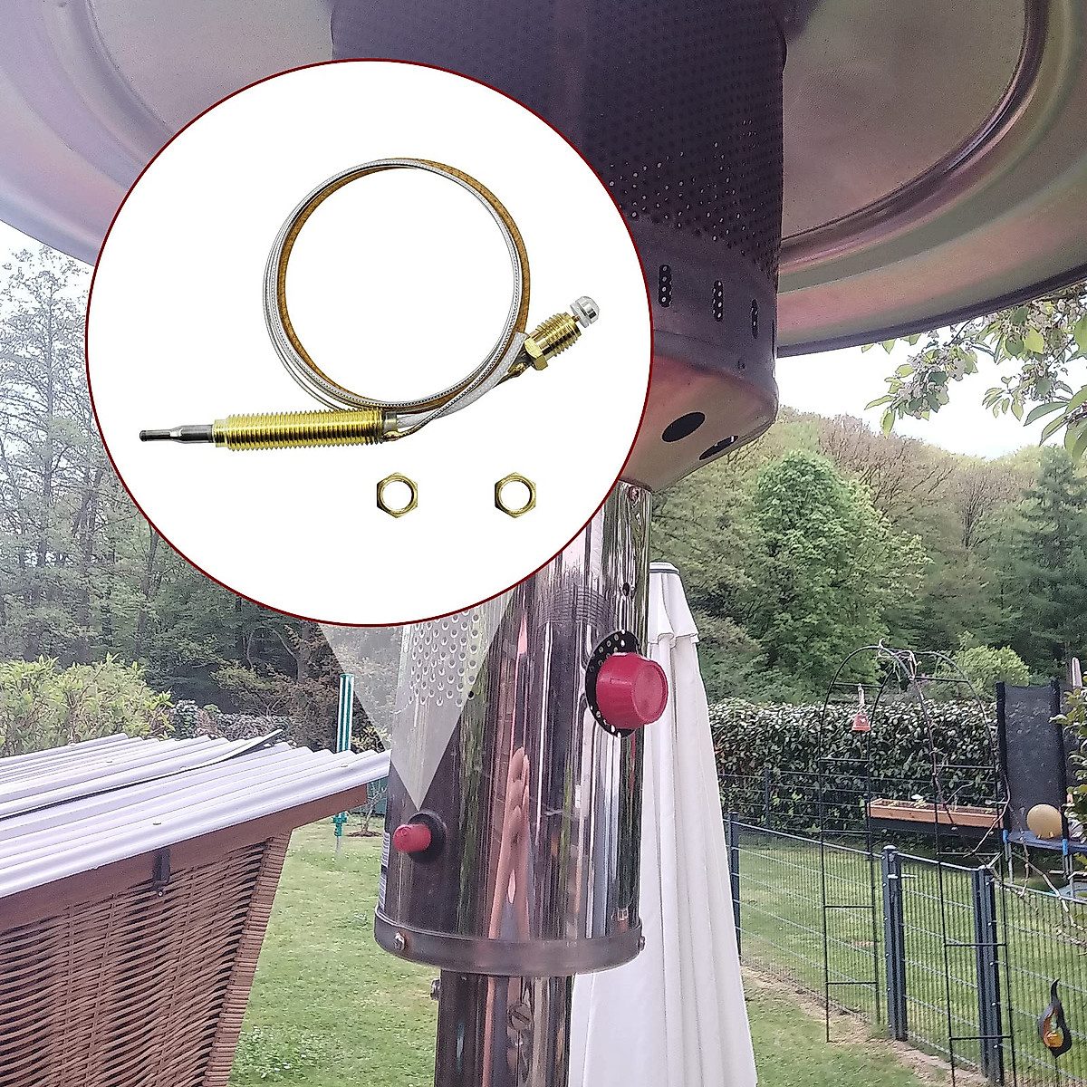 MENSI Universal M8X1 Thermo Couple Sensor Temperature Flame Safety for Propane Natural Gas Fire Pit, Fireplace 24"