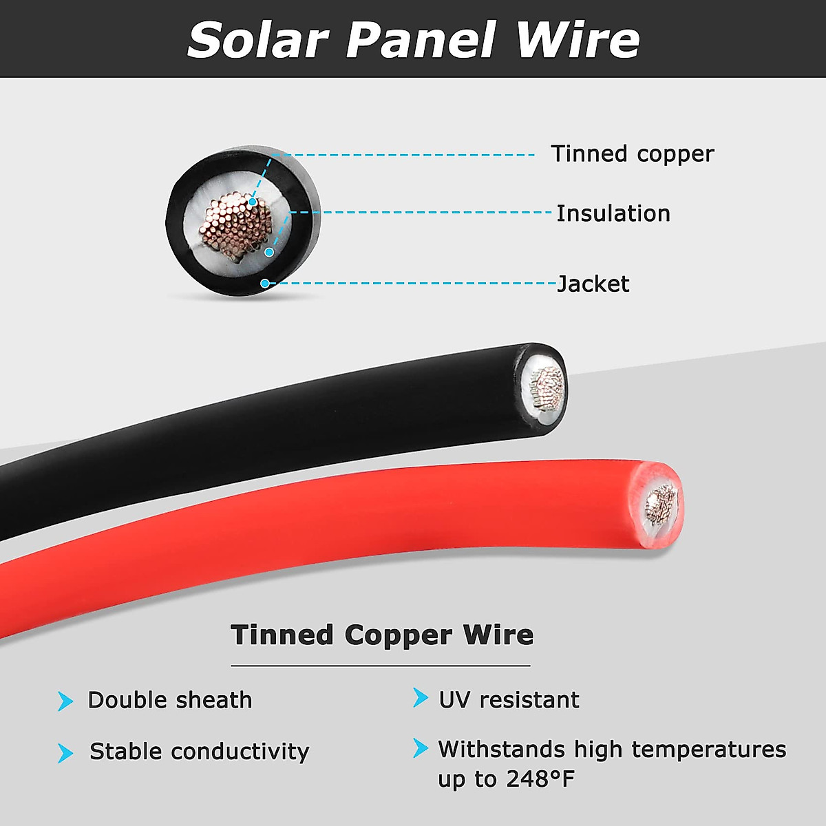 Beendou Solar Panel Cable - 20FT Red & 20FT Black Solar Panel Wire,10 AWG Solar Wire with Female and Male Connector,Solar Wire for Boat Marine/RV Solar Panels/Outdoor,20FT Solar Panel Wiring