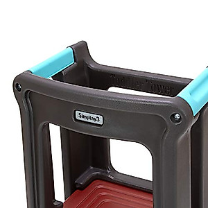 Simplay3 Toddler Tower Childrens Step Stool with Three Adjustable Heights, Kids Kitchen Helper, Made in USA, Espresso Brown