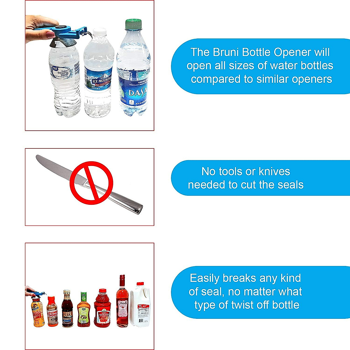 Bruni Multifunction Bottle Opener – Medicine Safety Cap Can Bottle Opener Easy to Use for Children, Weak Hands, Elderly and Arthritis Sufferers (BBO)