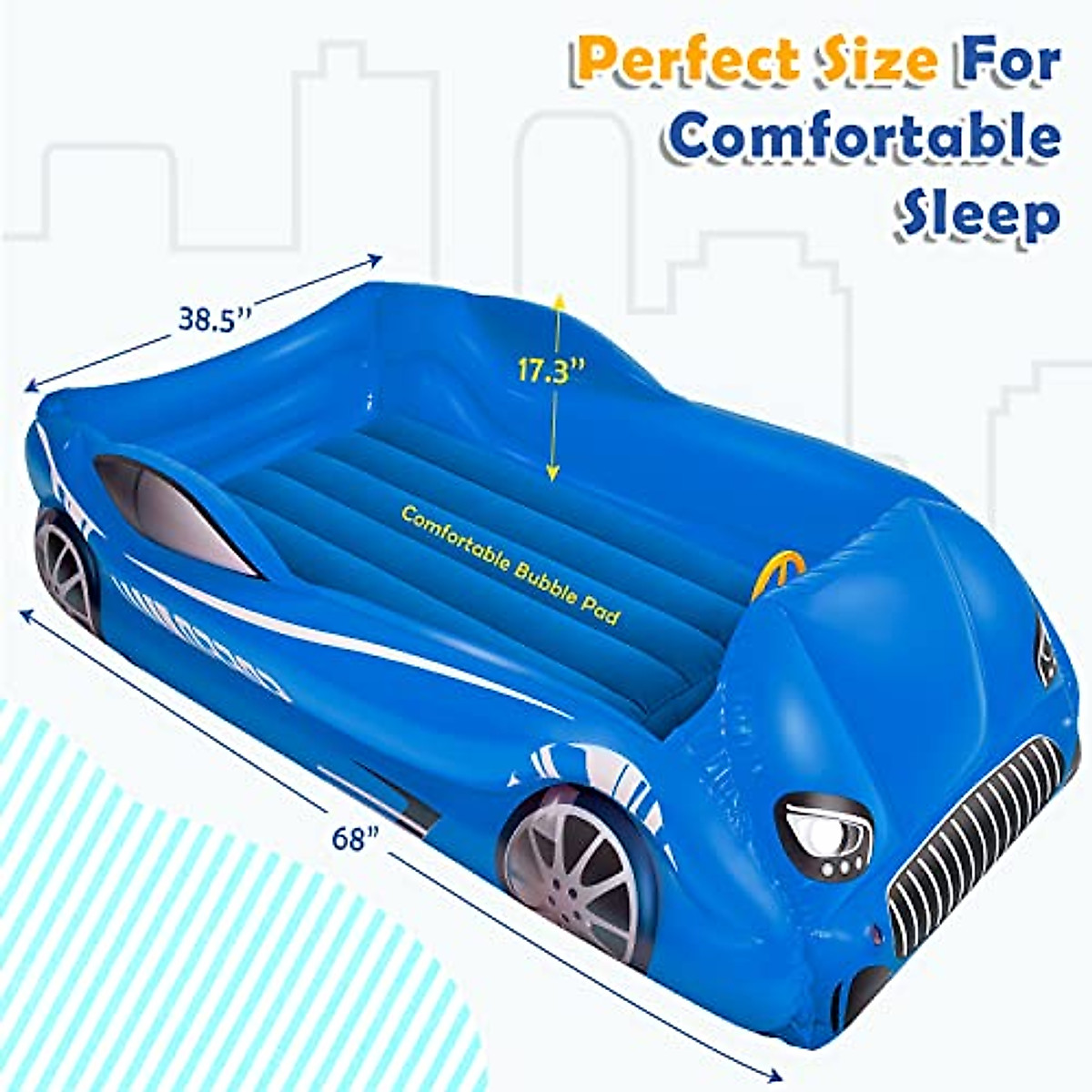 Jasonwell Inflatable Toddler Travel Bed - Portable Toddler Floor Bed for Kids Air Mattress with Sides Toddler Cot Sleeping Pad Camping Blow Up Mattress Baby Travel Crib Birthday Gifts for Boys Girls