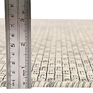 Unique Loom Collection Casual Transitional Solid Heathered Indoor/Outdoor Flatweave Area Rug, 4 ft x 6 ft, Light Gray/Ivory